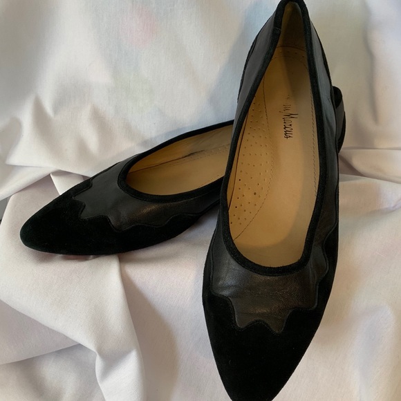 Neiman Marcus | Shoes | Neiman Marcus Black Suede Leather Flats | Poshmark